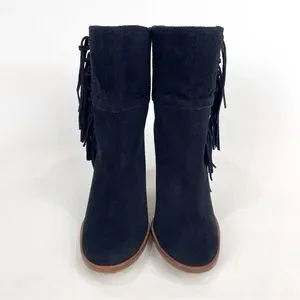 Coach | Shoes | Coach Tamsin Bootie Womens 6 Black Suede Leather Fringe ...